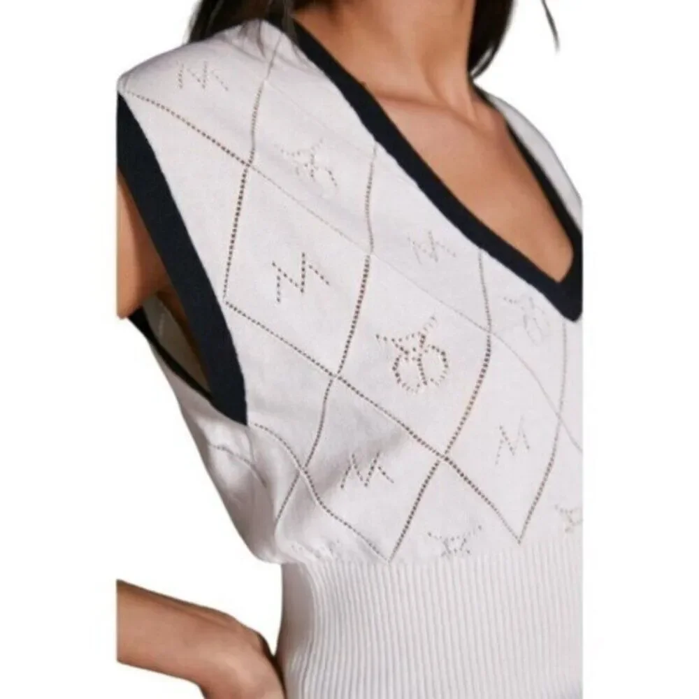 Anthropologie | Sweaters | Nwot Maeve Anthro Icon Logo Cotton Knit V ...